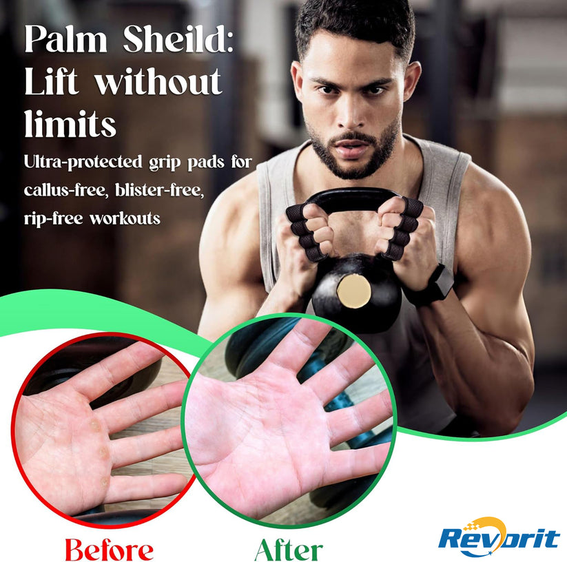 Revorit Neoprene Gym Grip Pads for Weight Lifting – Non-Slip Hand Grip